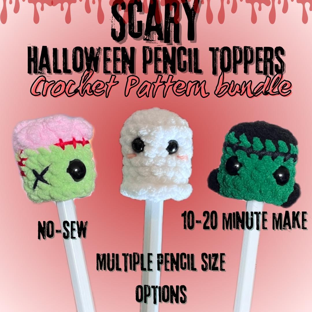 Halloween Pencil Topper Crochet Pattern Bundle | No-sew | 10-20 Min ...
