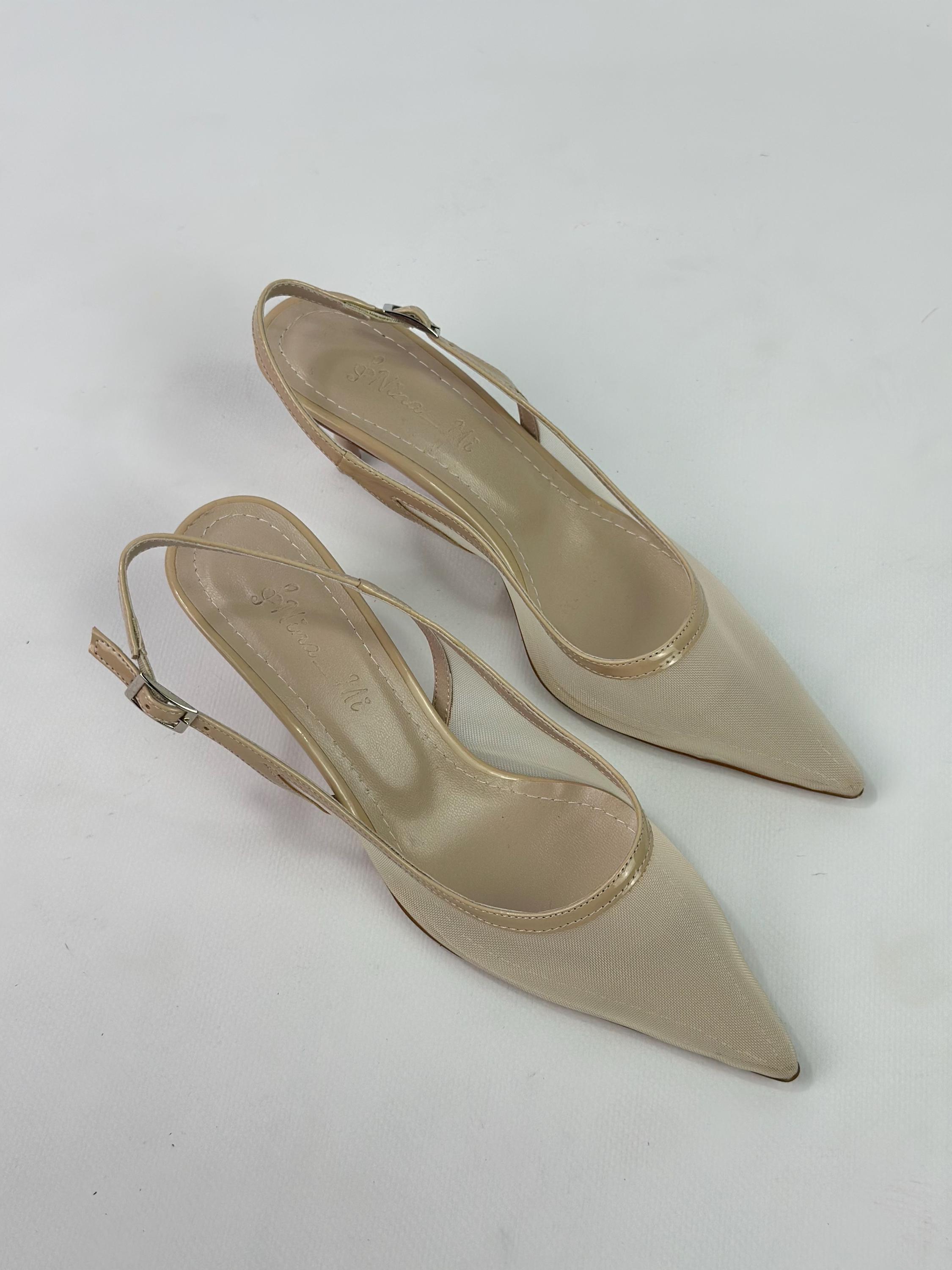 Black Mesh Slingback Heels, Elegant Pointed Toe Kitten Heels, Women's ...