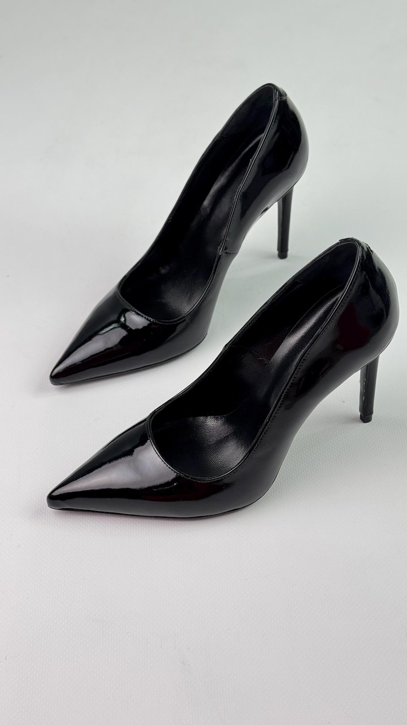 Black Patent Leather Stiletto Heels, Elegant Party, Wedding & Evening ...