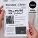 Valentine’s Day Newspaper Proposal Editable Canva Template, DIY ...