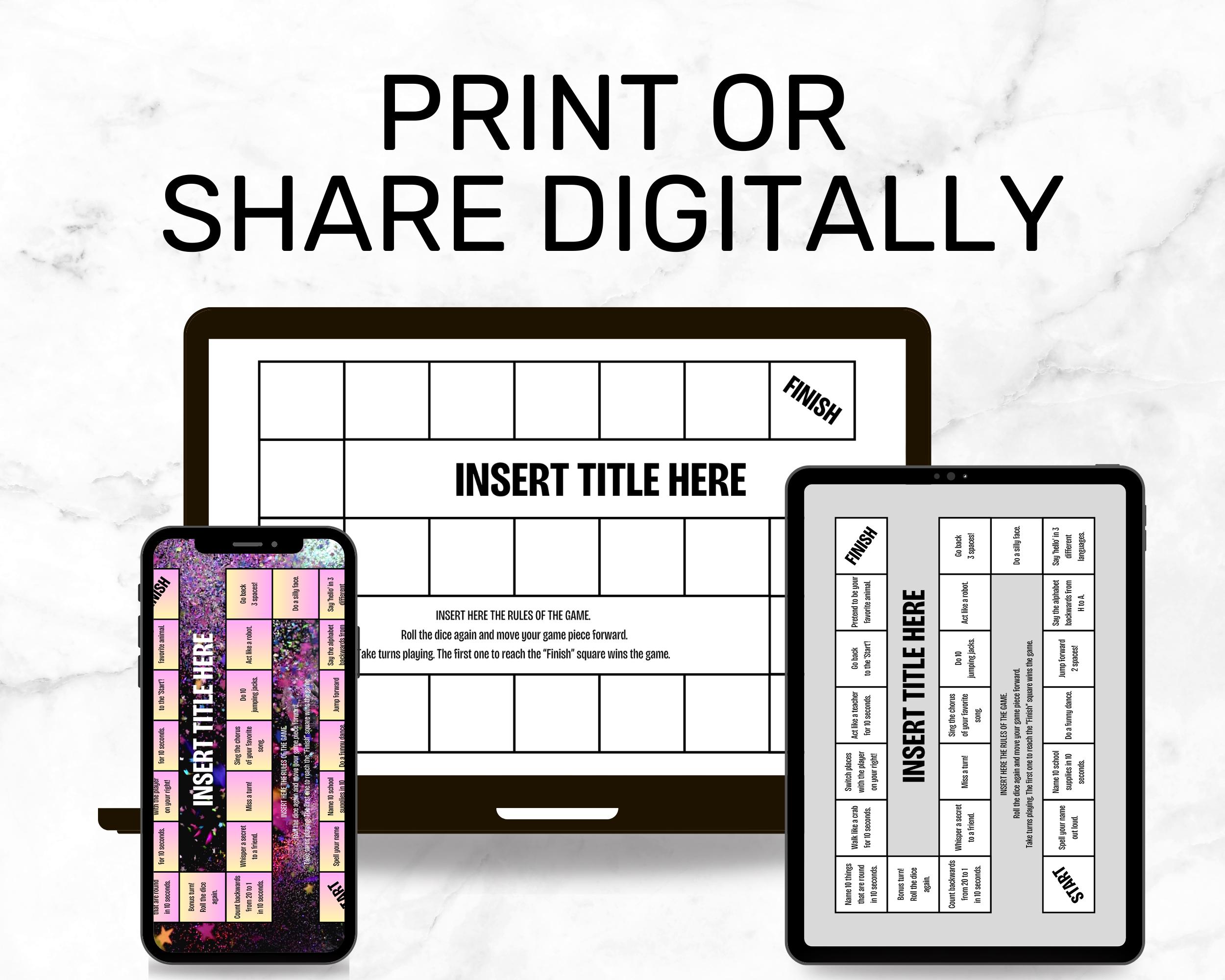 BOARD GAME Template Editable in Canva, Printable Board Game ...