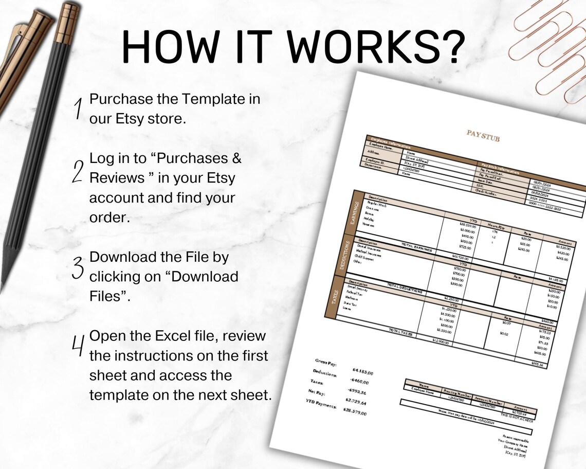 Fillable Pay Stub Instant Download, Professional Pay Stub Template for ...