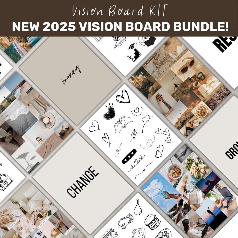 2025 VISION BOARD KIT, Vision Board Wall Collage, Vision Board Manifest ...
