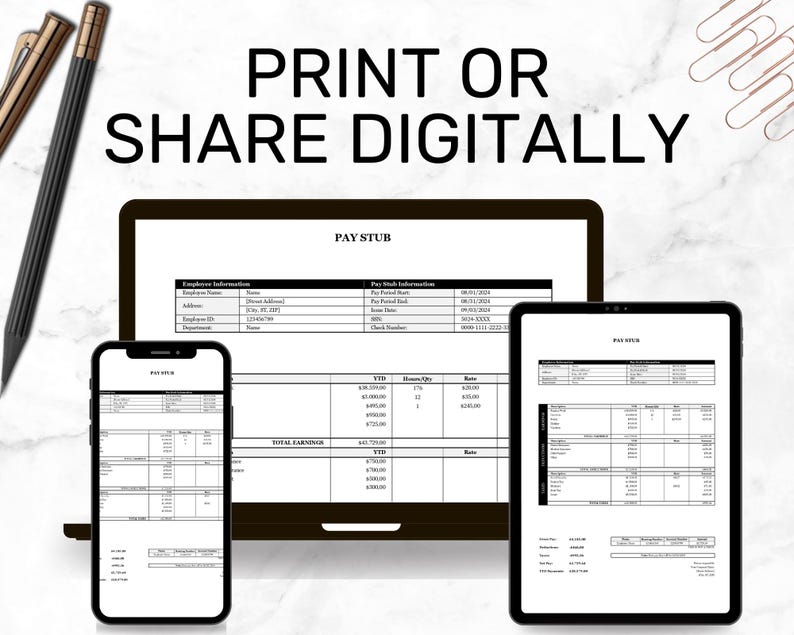 Professional Pay Stub Template for Business, Pay Stub After Tax ...