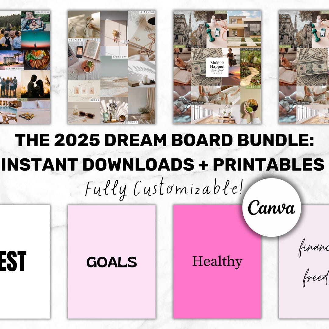 2025 VISION BOARD KIT, 2025 Manifestation Journal, Yearly Intentions ...