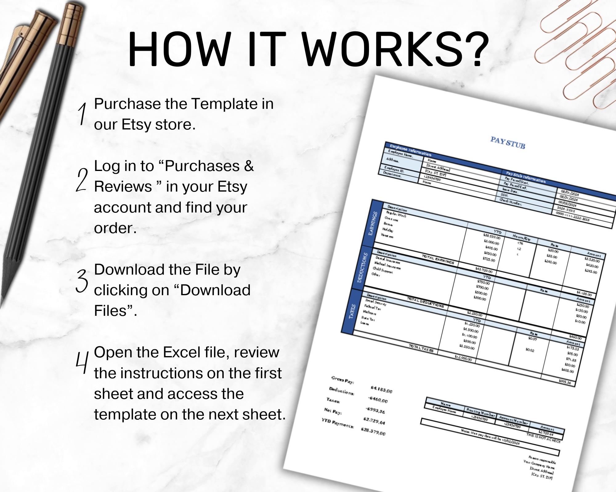 Editable Pay Stub, Employee Pay Stub, Bi-weekly Paystub, Check Stub ...