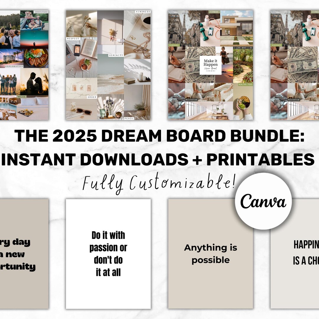 2025 VISION BOARD KIT, Vision Board Wall Collage, Vision Board Manifest ...