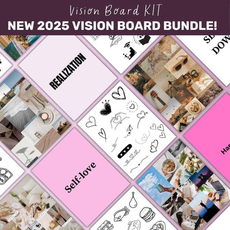 2025 VISION BOARD KIT, 2025 Manifestation Journal, Yearly Intentions ...