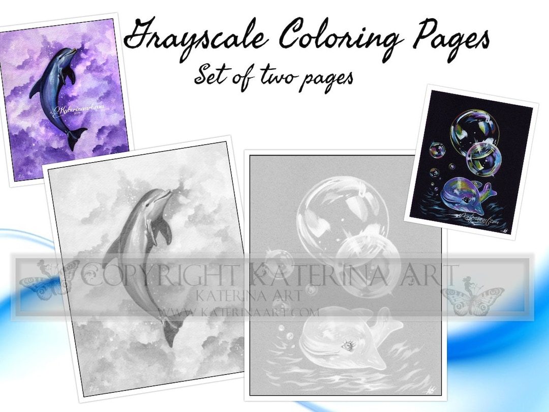 Printable Coloring Page Instant Download Grayscale Images Set - Etsy ...