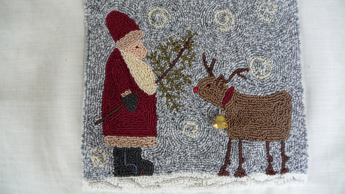 Rudy and Santa Punch Needle Pattern | Etsy