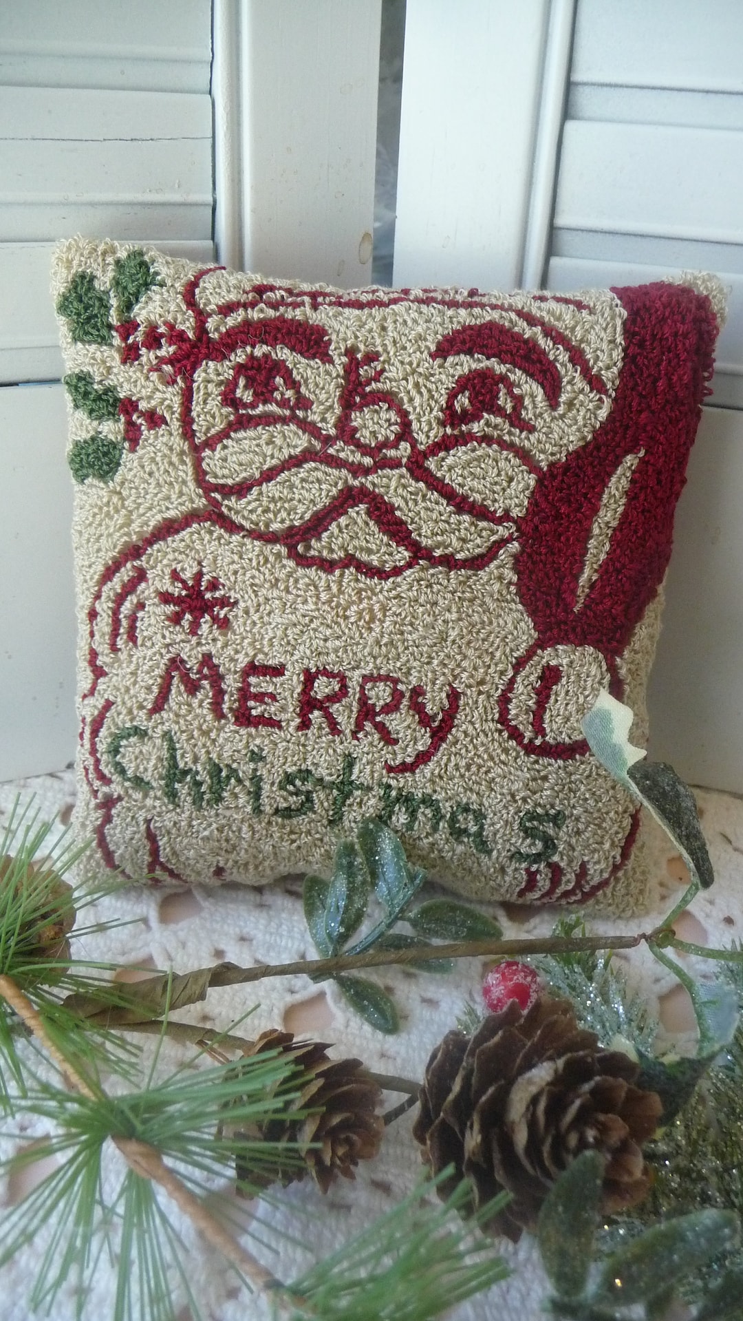 Merry Santa Punch Needle Pattern for Bowl Filler or Tuck In - Etsy