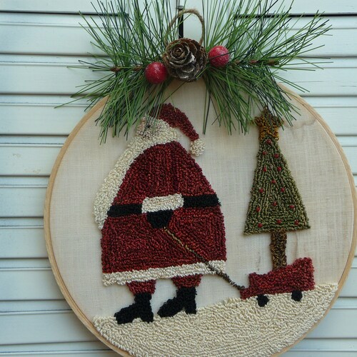 E Pattern Oh Chistmas Tree Punch Needle Wood Box | Etsy