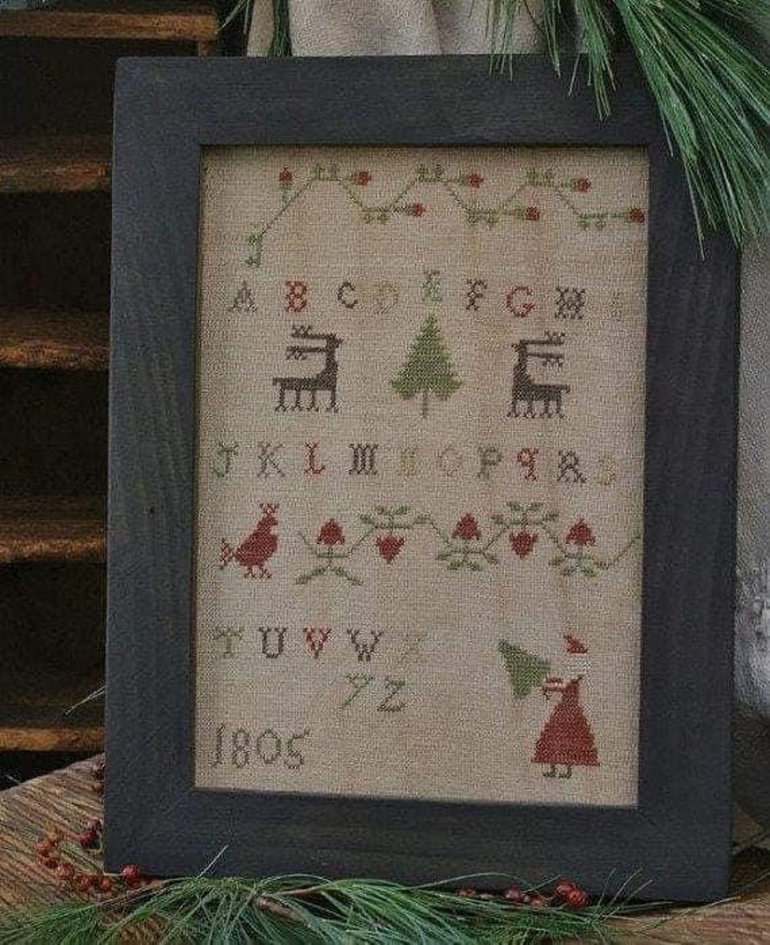 Primitive Christmas Sampler Cross Stitch Pattern | Etsy