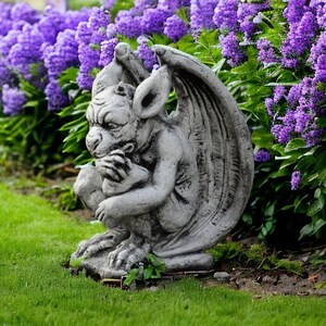 Sitting Gargoyle Statue, Stone Figure, Detailed Gargoyle Sculpture ...