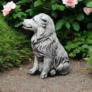 Stone Collie Dog Sculpture Concrete Collie Memorial Dog Grave Statue ...