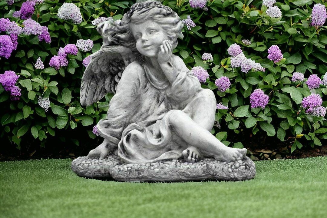 Sitting Angel With Feet Out Figure, Girl Statue, Concrete Angel ...