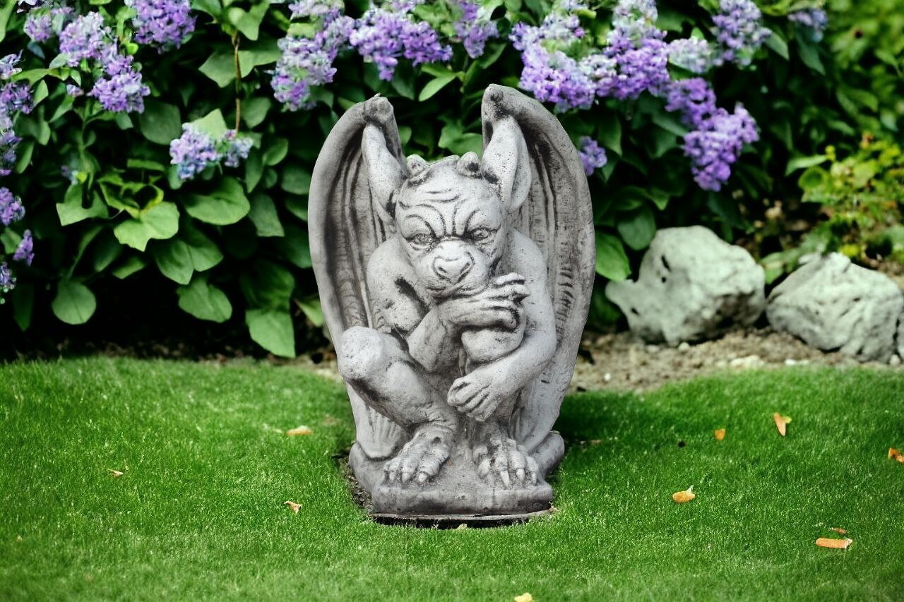 Sitting Gargoyle Statue, Stone Figure, Detailed Gargoyle Sculpture ...