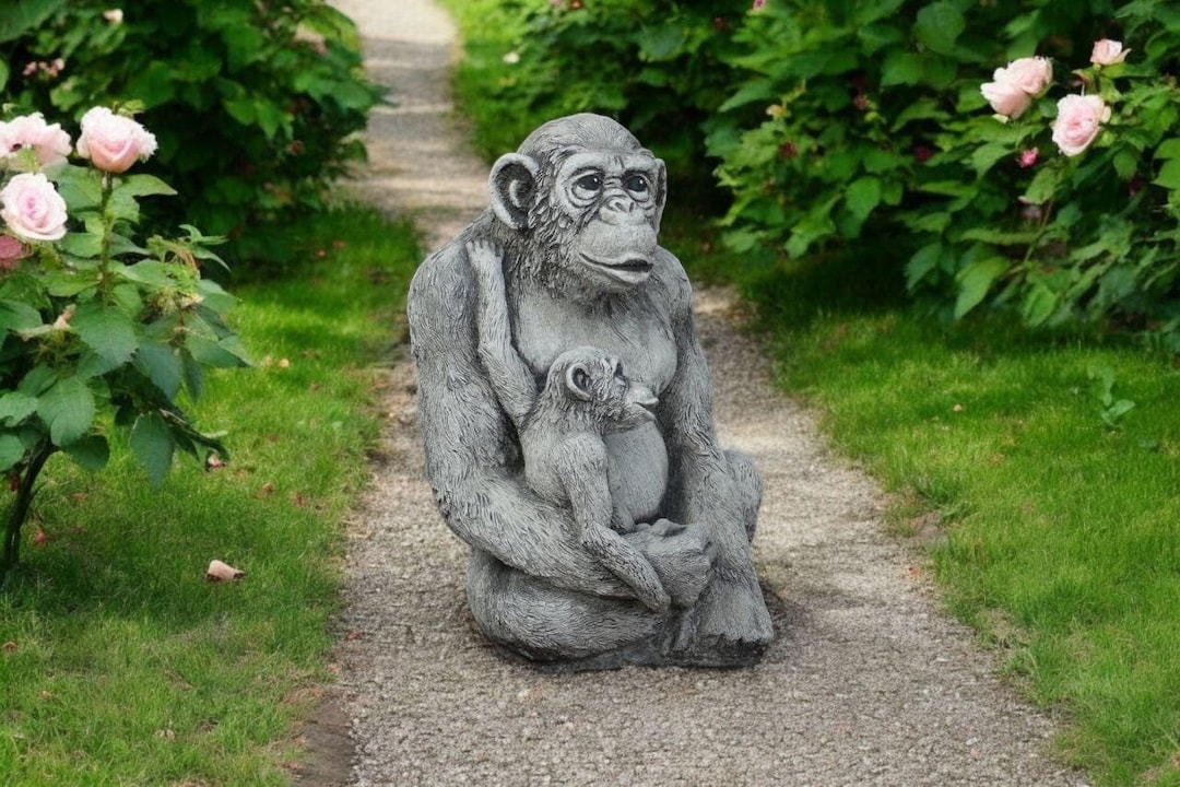 Realistic Monkeys Sculpture Outdoor Chimpanzee Decoration Concrete ...