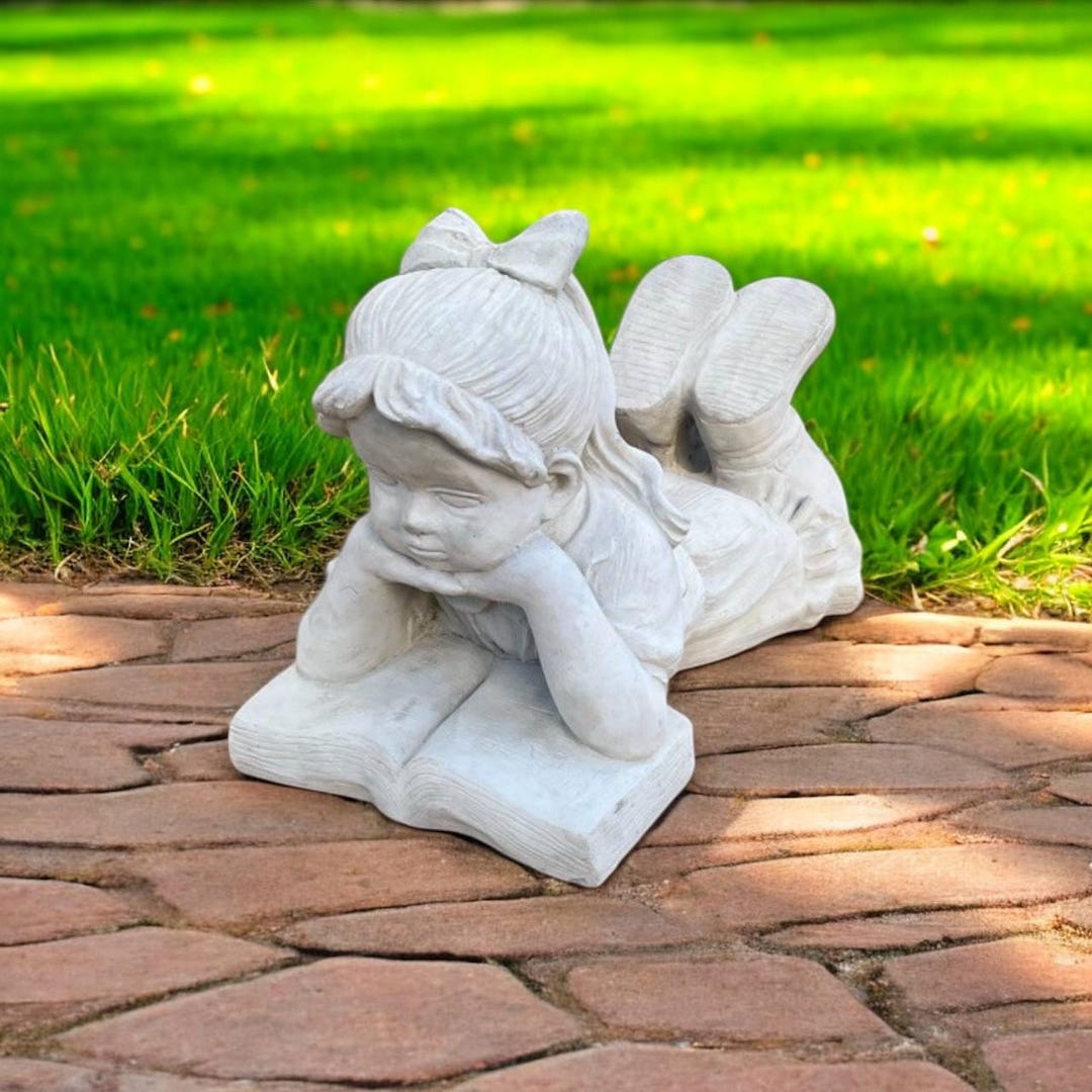 Stone Girl Design Girl With Book Yard Girl Sculpture Detailed Girl ...