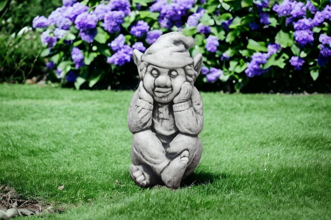 Sitting Troll Holding Head Statue, Fairy Gnome Figure, Guardian Troll ...