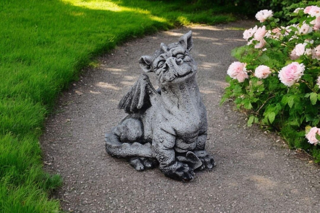 Sitting Dragon Statue Backyard Dragon Figurine Stone Dragon Decoration ...