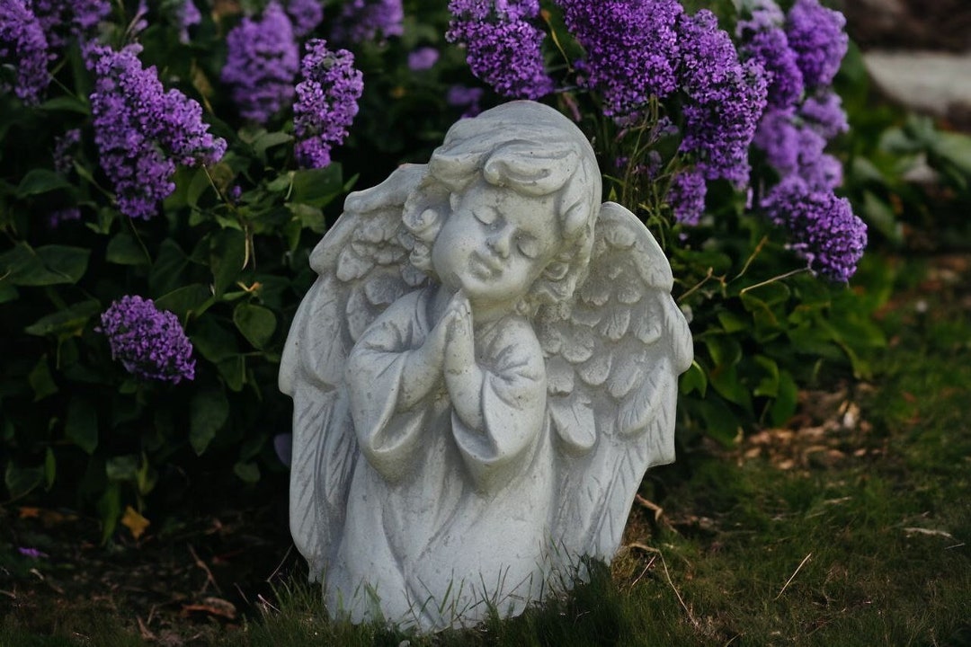 Praying Angel Figure, Concrete Angel, Detailed Cherub Figurine, Angel ...