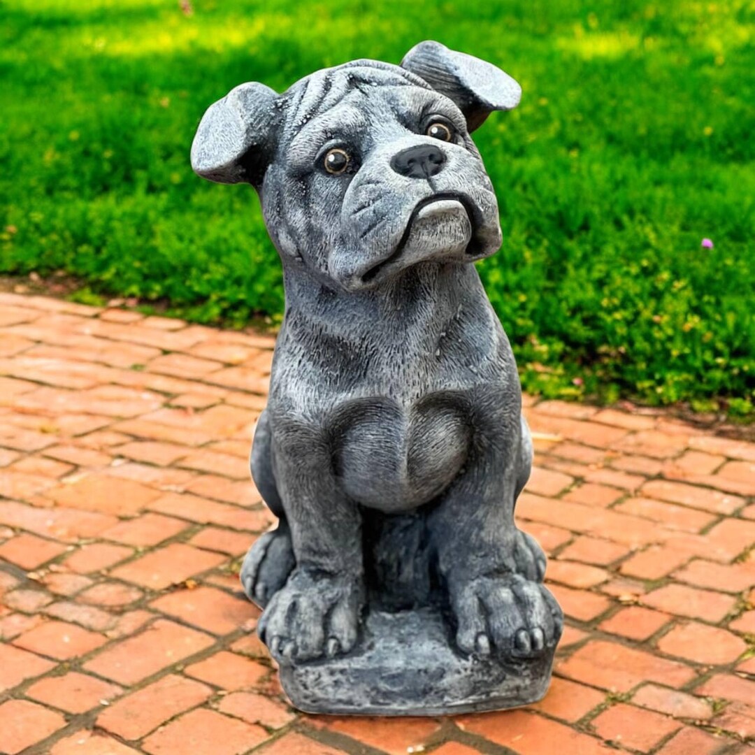 Concrete Boxer Statue Beton Pet Figurine Garden Dog Art Outdoor Boxer ...