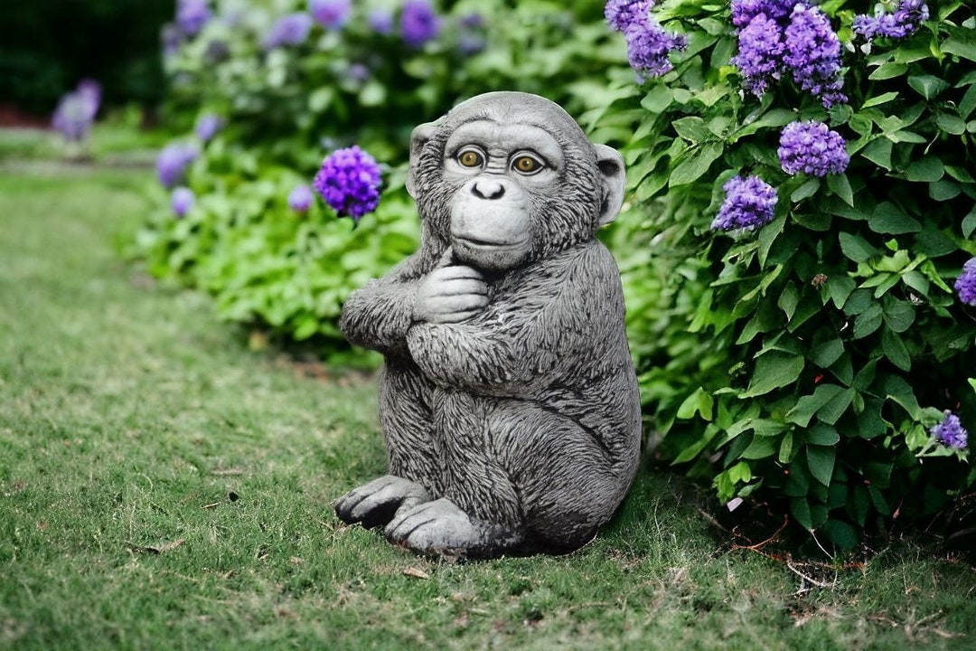 Concrete Monkey Statue, Wild Animal Figure, Detailed Monkey Figurine ...