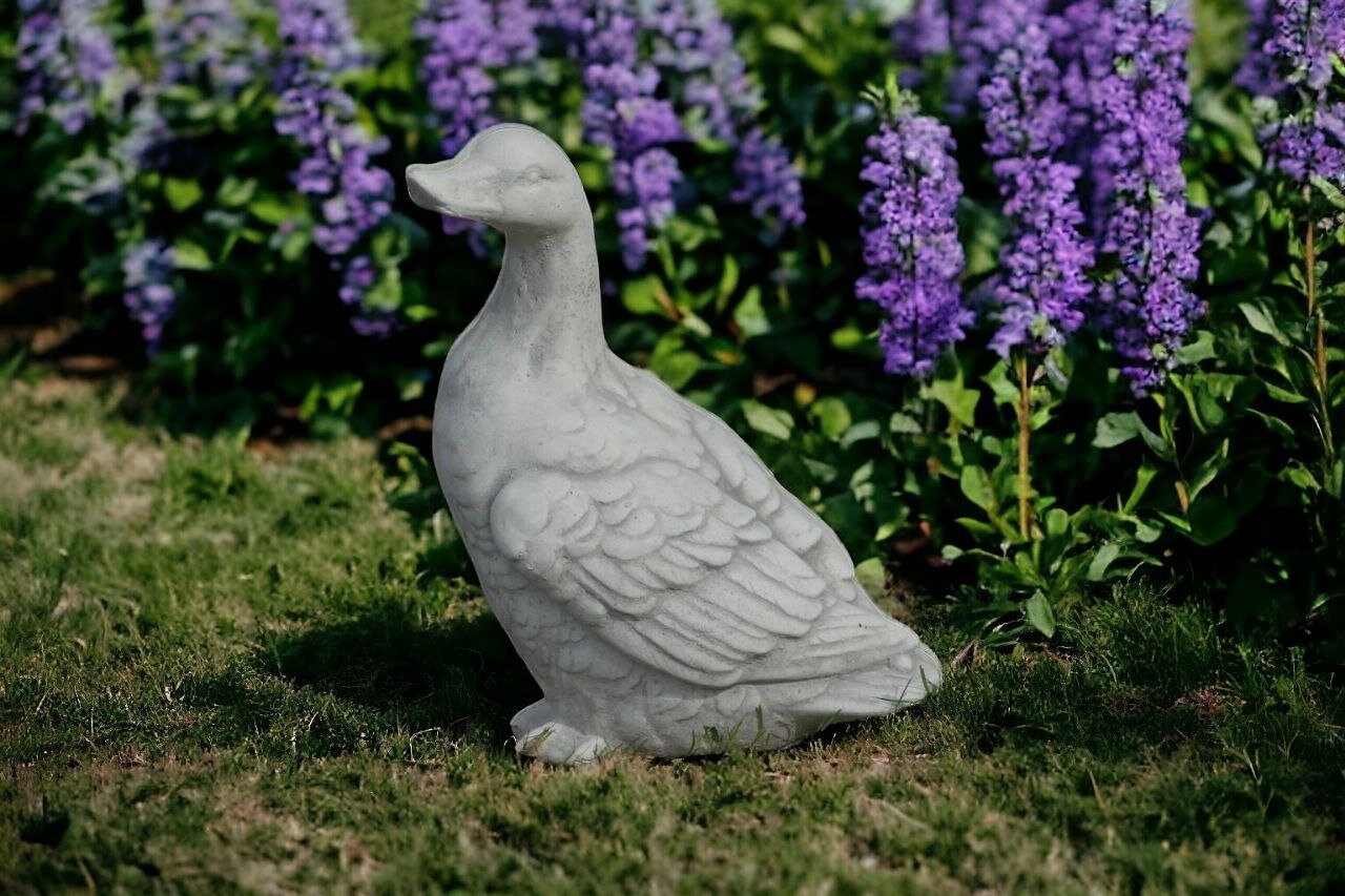 Cement Duck, Farmhouse Duck Figure, Detailed Duck Bird Sculpture ...
