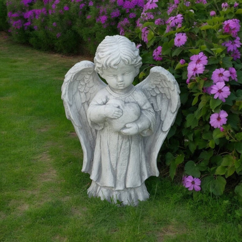 Standing Boy Figure, Concrete Angel, Stone Religious Decoration ...