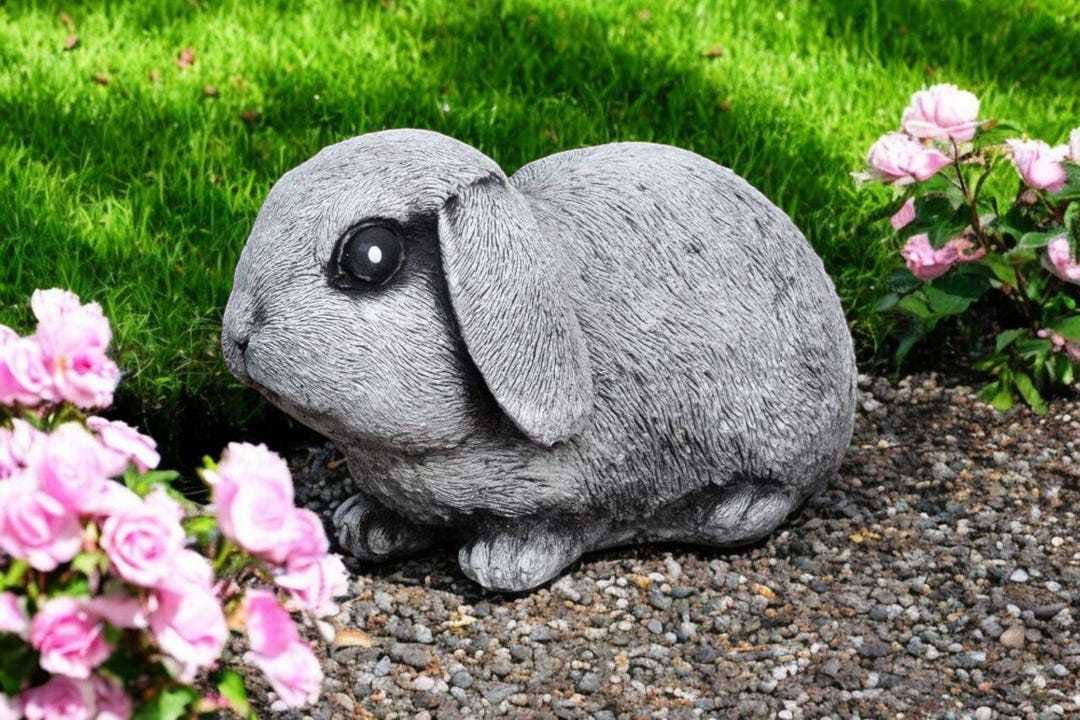 Lawn Rabbit Decoration Bunny Beton Figurine Outdoor Forest Animal Art ...