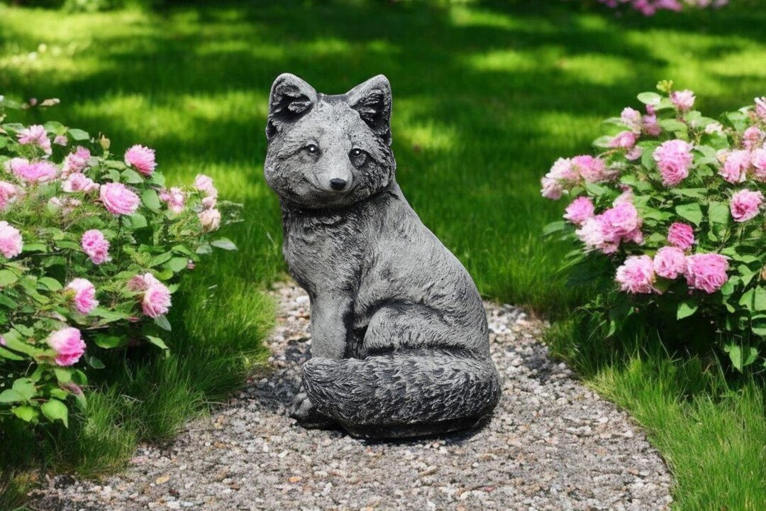 Sitting Fox Figure Realistic Forest Animal Decor Home Fox Sculpture ...