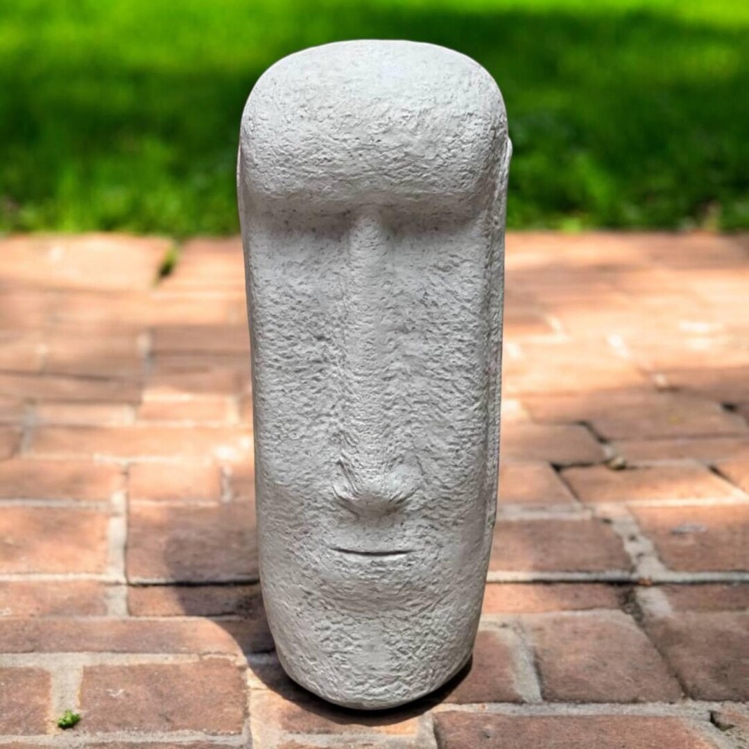 Concrete Moai Figurine Tall Stone Head Yard Moai Ornament Easter Island ...