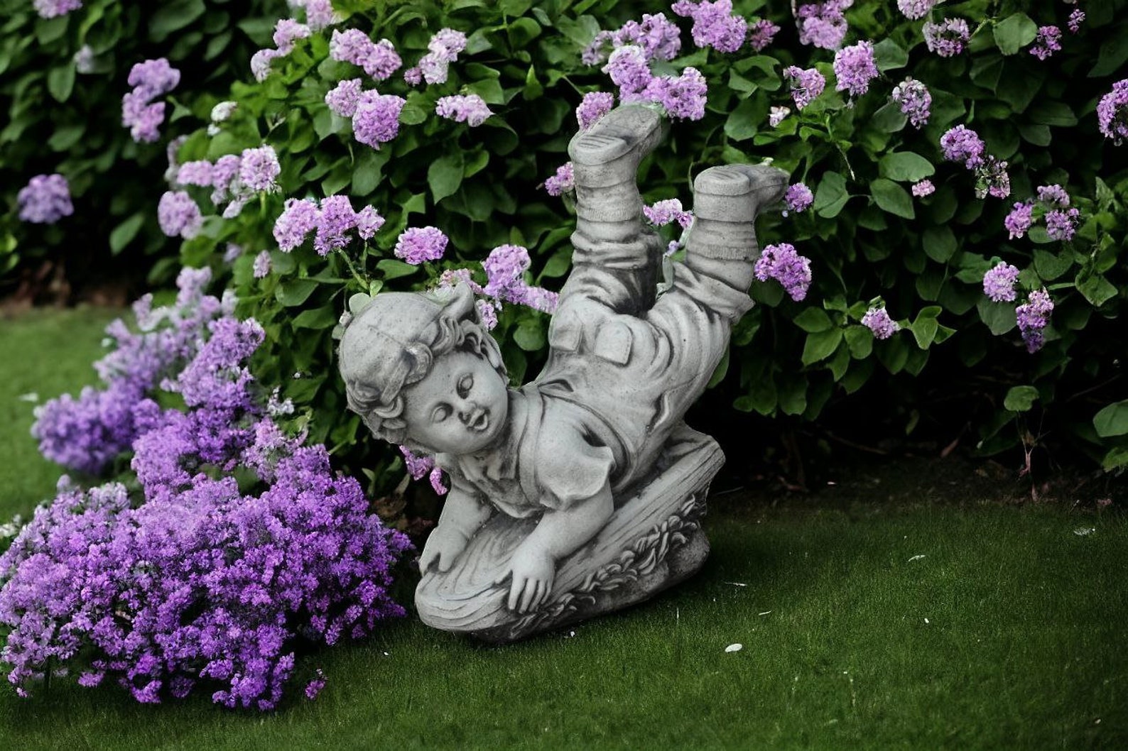 Playing Boy Statue, Massive Boy, Concrete Boy Sculpture, Outdoor Garden ...