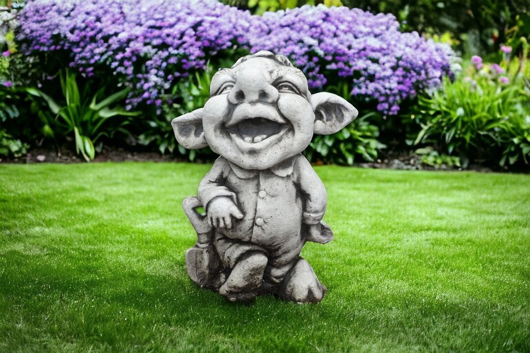 Happy Troll, Smiling Troll Sculpture, Fairy Garden Decoration, Standing ...