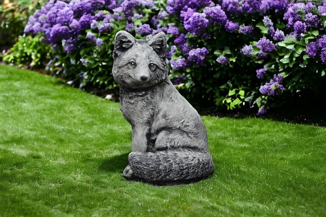 Bushy Tail Fox Statue, Concrete Fox Figure, Wild Fox, Cement Garden ...
