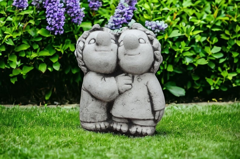 Two Trolls Statue, Hugging Trolls Figure, Fairy Garden Art, Outdoor ...