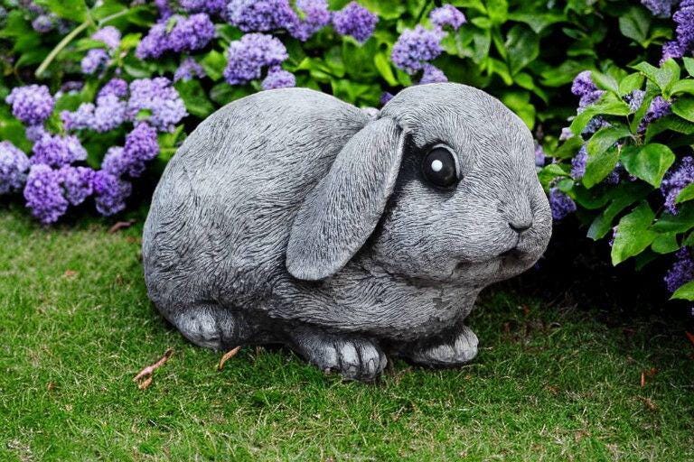 Stone Rabbit Sculpture, Wild Rabbit, Concrete Yard Art, Cute Bunny ...