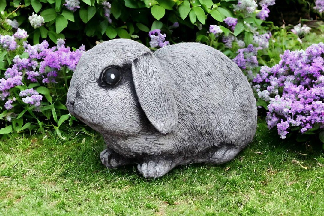 Stone Rabbit Sculpture, Wild Rabbit, Concrete Yard Art, Cute Bunny ...