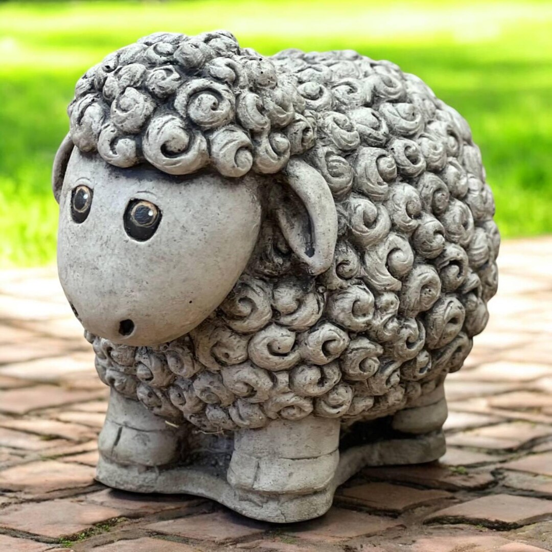 Detailed Sheep Statue Concrete Farm Animal Little Sheep Sculpture ...
