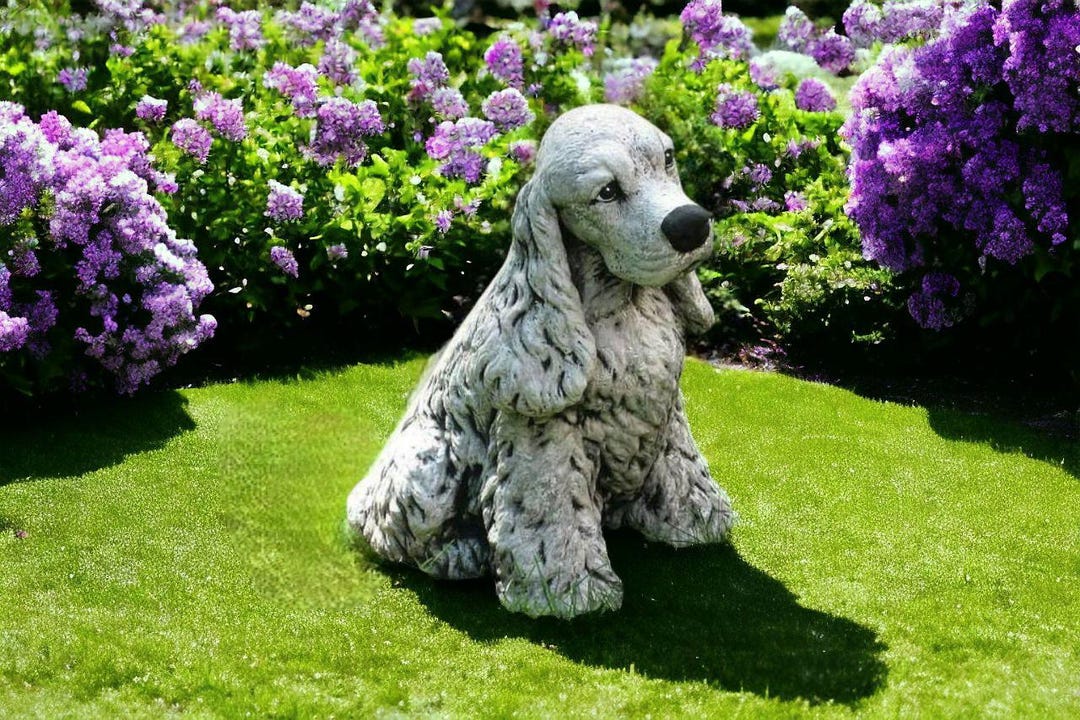 Cocker Spaniel Statue, Sitting Cocker Spaniel Puppy Figure, Detailed ...