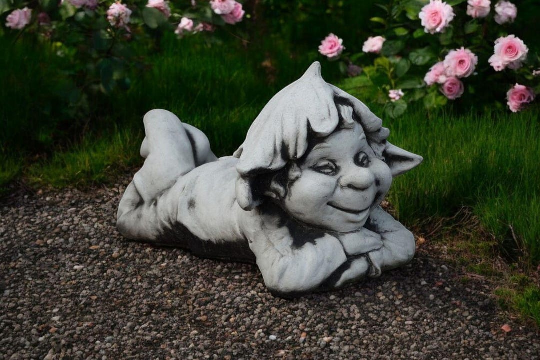 Stone Gnome Boy Figure Backyard Gnome Statue Garden Gnome Decoration ...