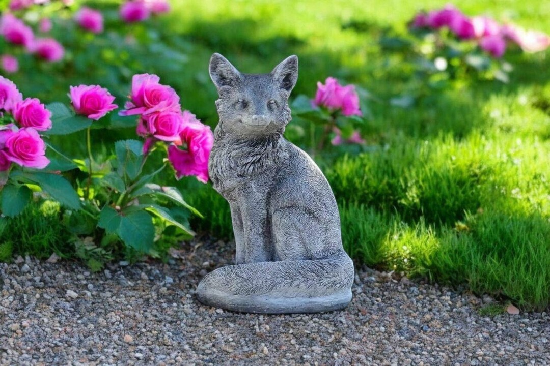 Concrete Fox Decoration Animal Forest Lawn Ornament Fox Home Figurine ...