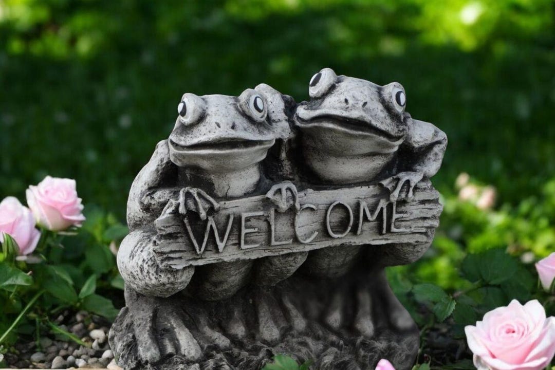 Welcome Home Sign Figure Stone Frogs Statue Concrete Frogs Decor ...