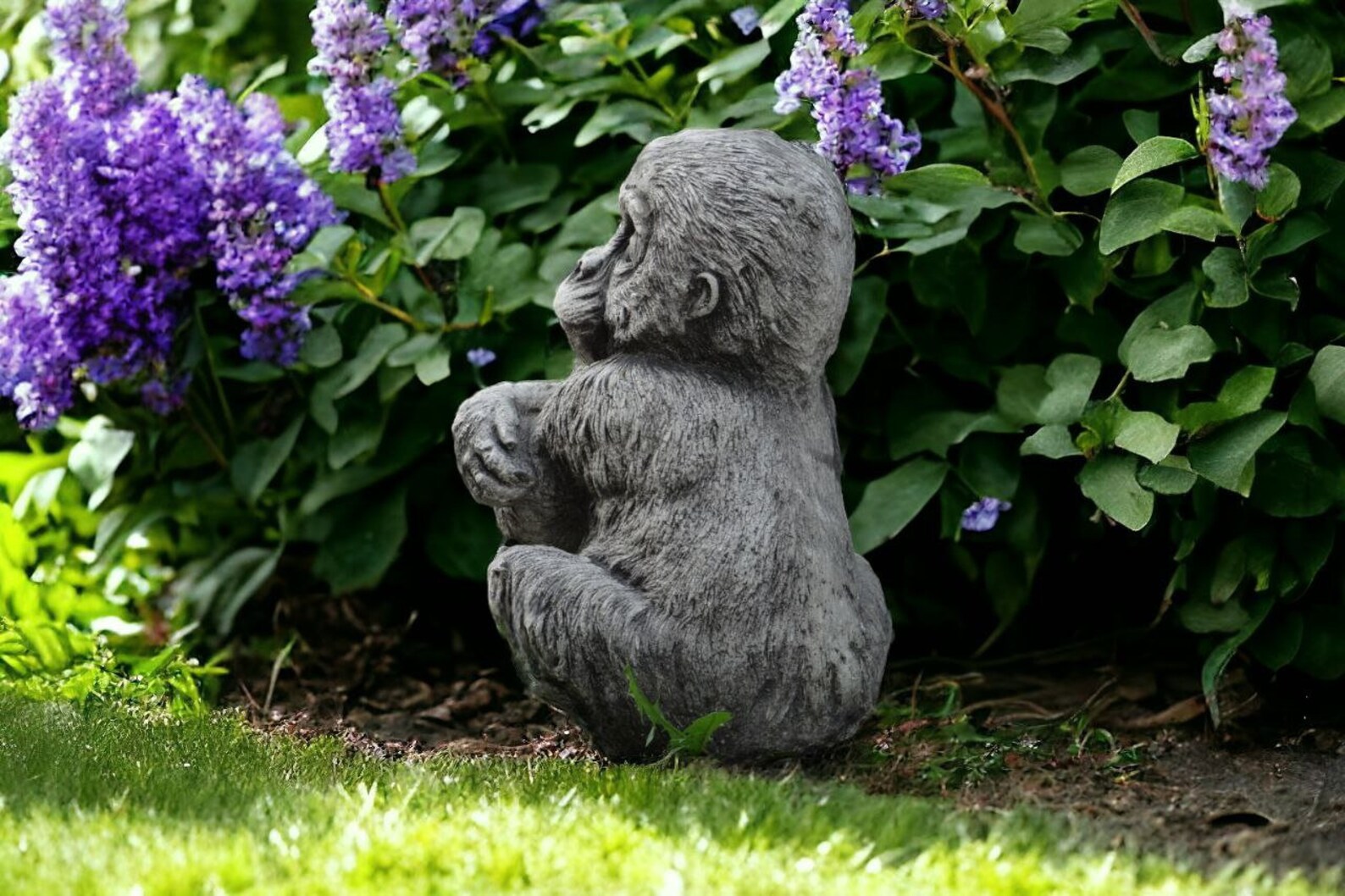 Concrete Monkey Statue, Sitting Monkey, Baby Monkey Figure, Garden ...