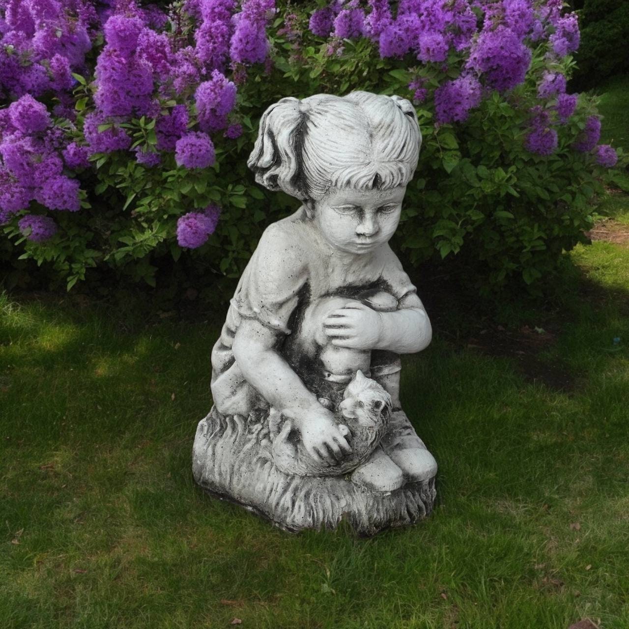 Kneeling Girl Figure, Outdoor Garden Decoration, Concrete Statue, Girl ...