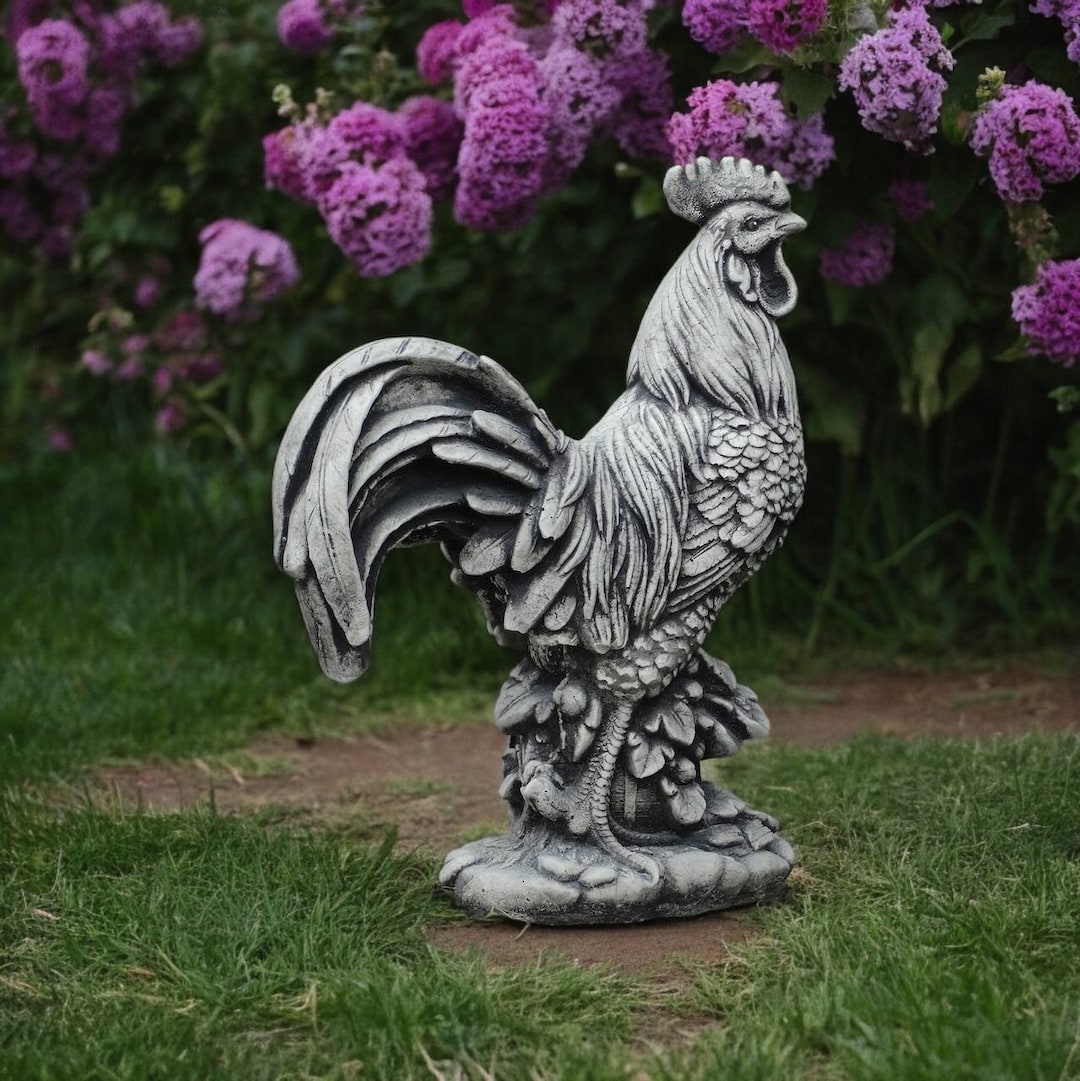 Detailed Rooster Statue, Concrete Rooster Figure, Farm Chicken ...