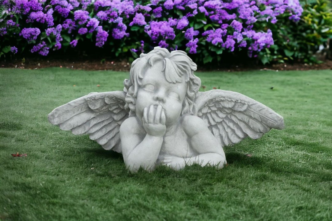 Thinking Angel, Stone Angel Bust Figure, Outdoor Garden Decoration ...