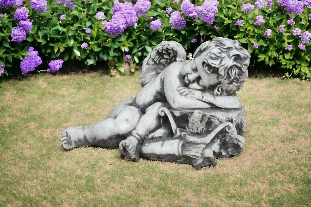 Sleeping Angel, Concrete Angel Figure, Cherub Statue, Cement Angel ...