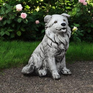 Stone Collie Dog Sculpture Concrete Collie Memorial Dog Grave Statue ...
